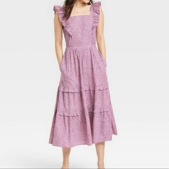 Universal Thread | Dresses | Pink Print Ruffle Sleeve Dress | Poshmark